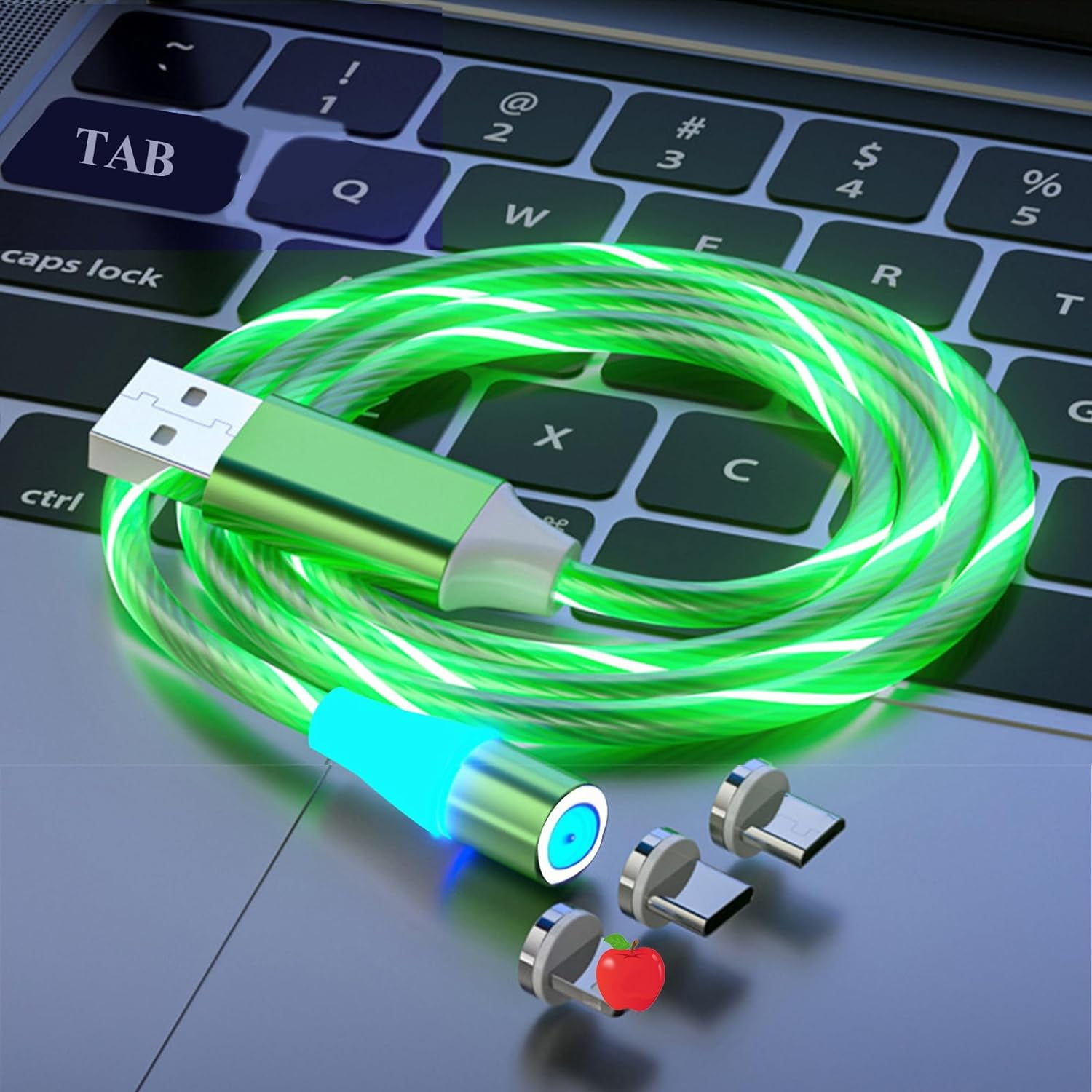 3 in 1 Magnetic Light Up Charging Cable,LED Phone Charger Multi ...