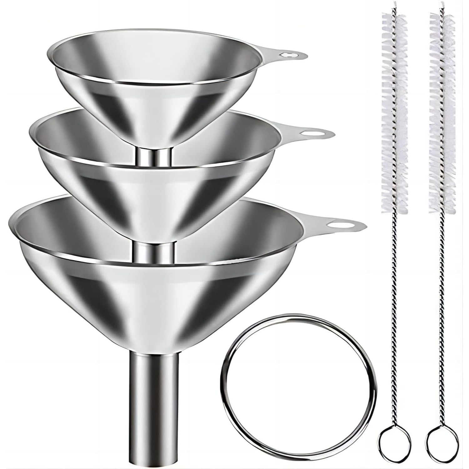 3 in 1 Metal Funnels for Filling Bottles Stainless Steel Small Kitchen ...