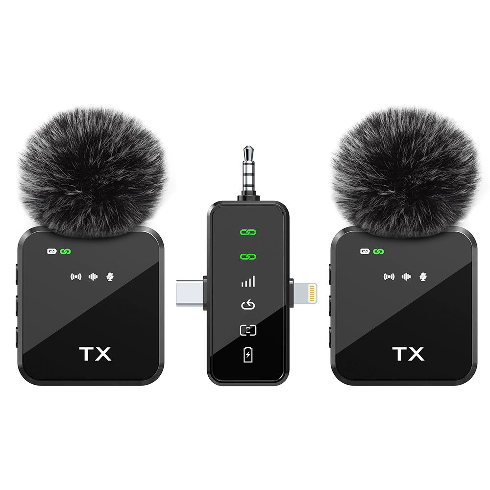 3 in 1 Microphone for iPhone/Android/Camera, Wireless Lavalier ...