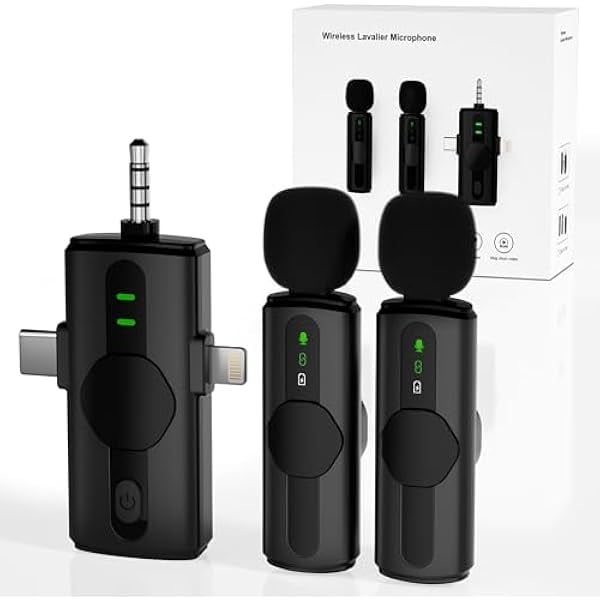 3 in 1 Mini Microphone, Wireless Lavalier Microphones Compatible with ...