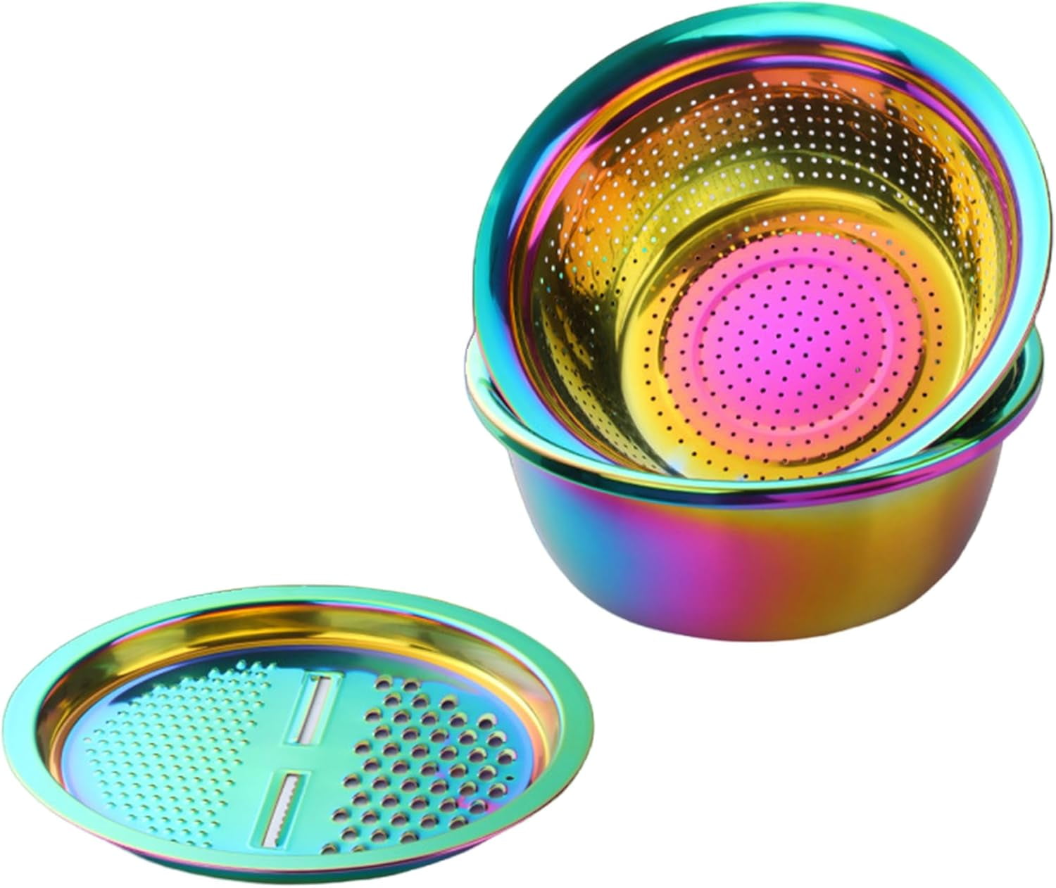 3 in 1 Multifunctional Colander Set: Stainless Steel Basin with Grater ...