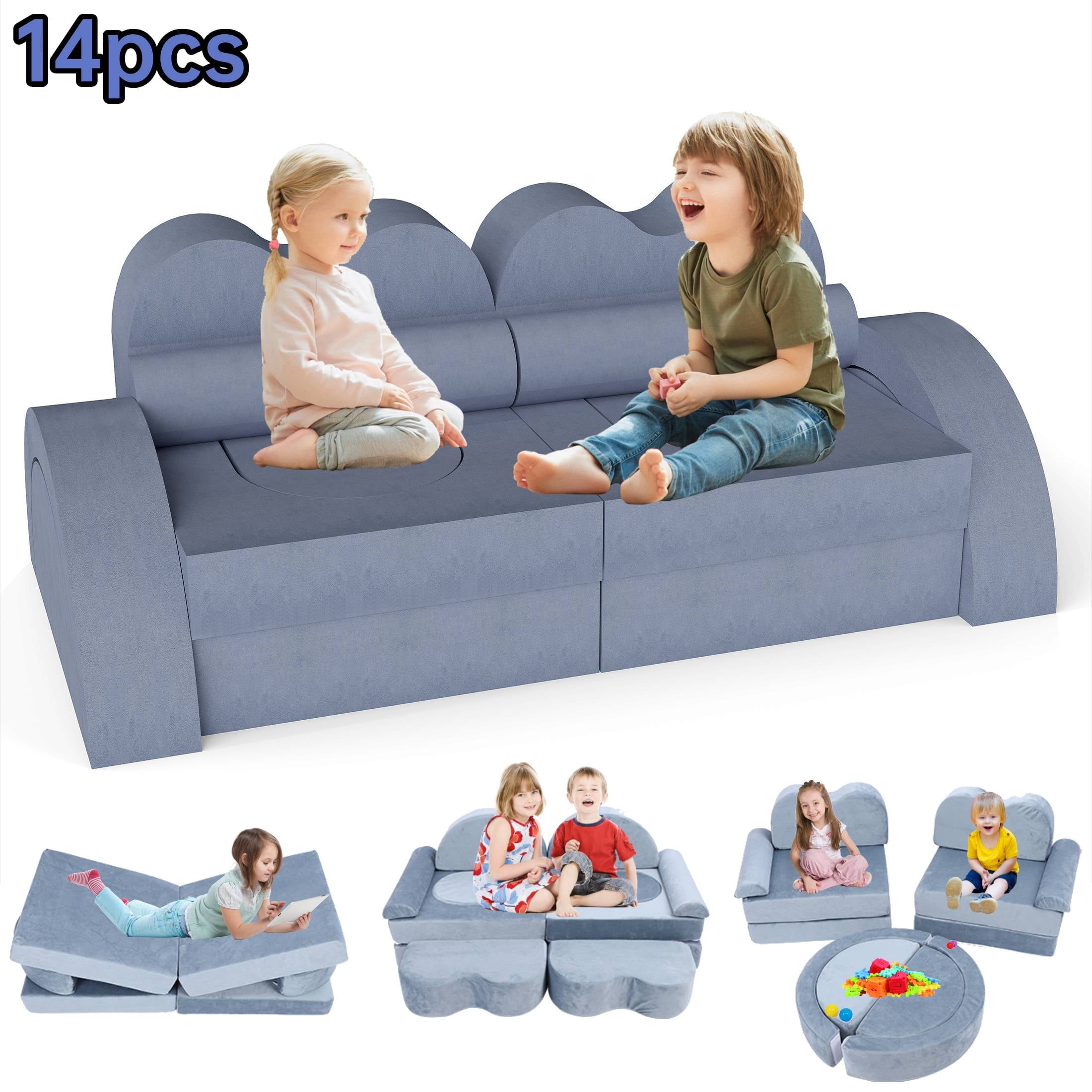 FAGINEY 14PC Modular Kids Play Couch, Foam Couch for Toddlers Set, DIY ...