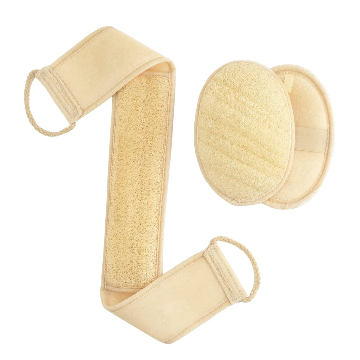 3 in 1 Natural Loofah Exfoliating Body Scrubber Set, Includes Loofah ...