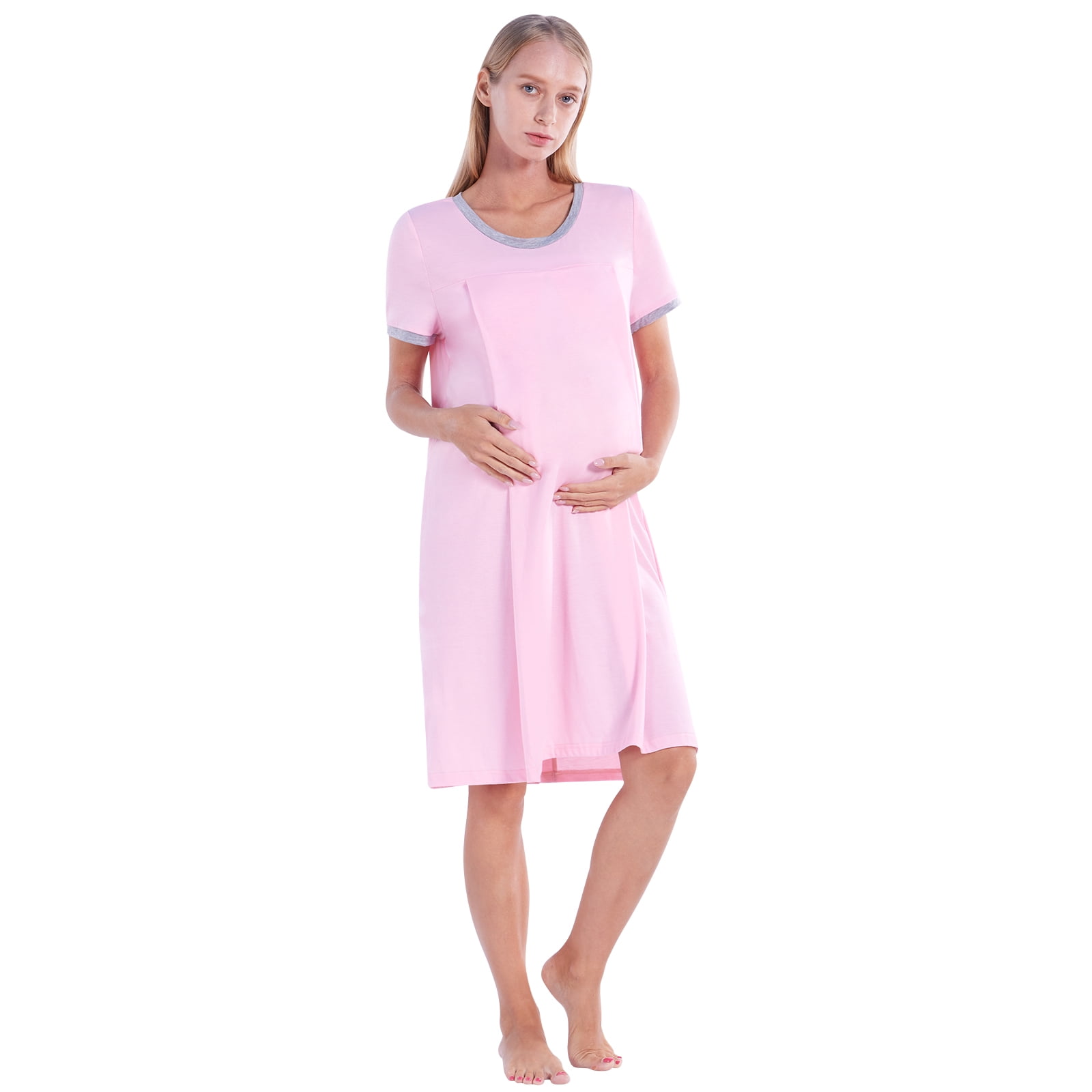 3 In 1 Nursing Delivery Labor Gown Short Sleeve Maternity Nursing