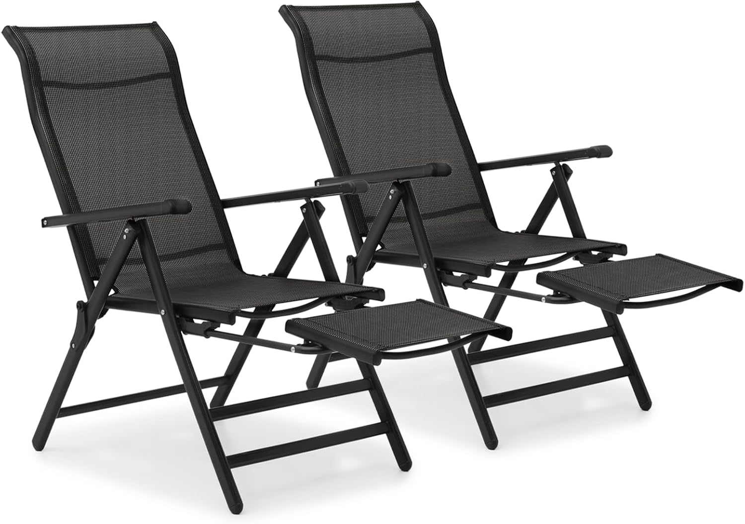 3 in 1 Outdoor Lounge Chairs Set of 2 Folding Recliner Patio Lounge ...