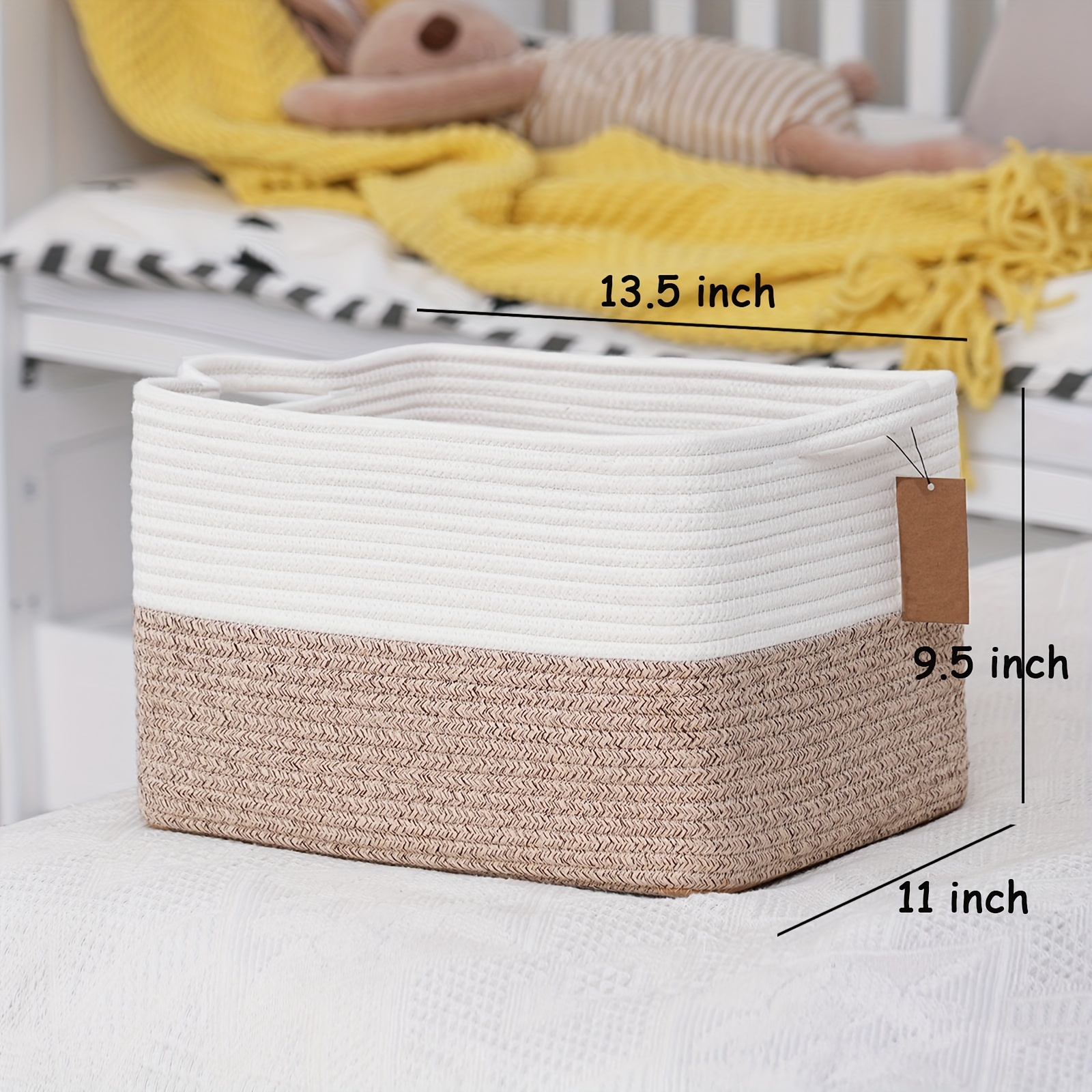 3/1-Pack Cotton Rope Storage Baskets Set, 13.5X11X9.5 Inch Closet ...