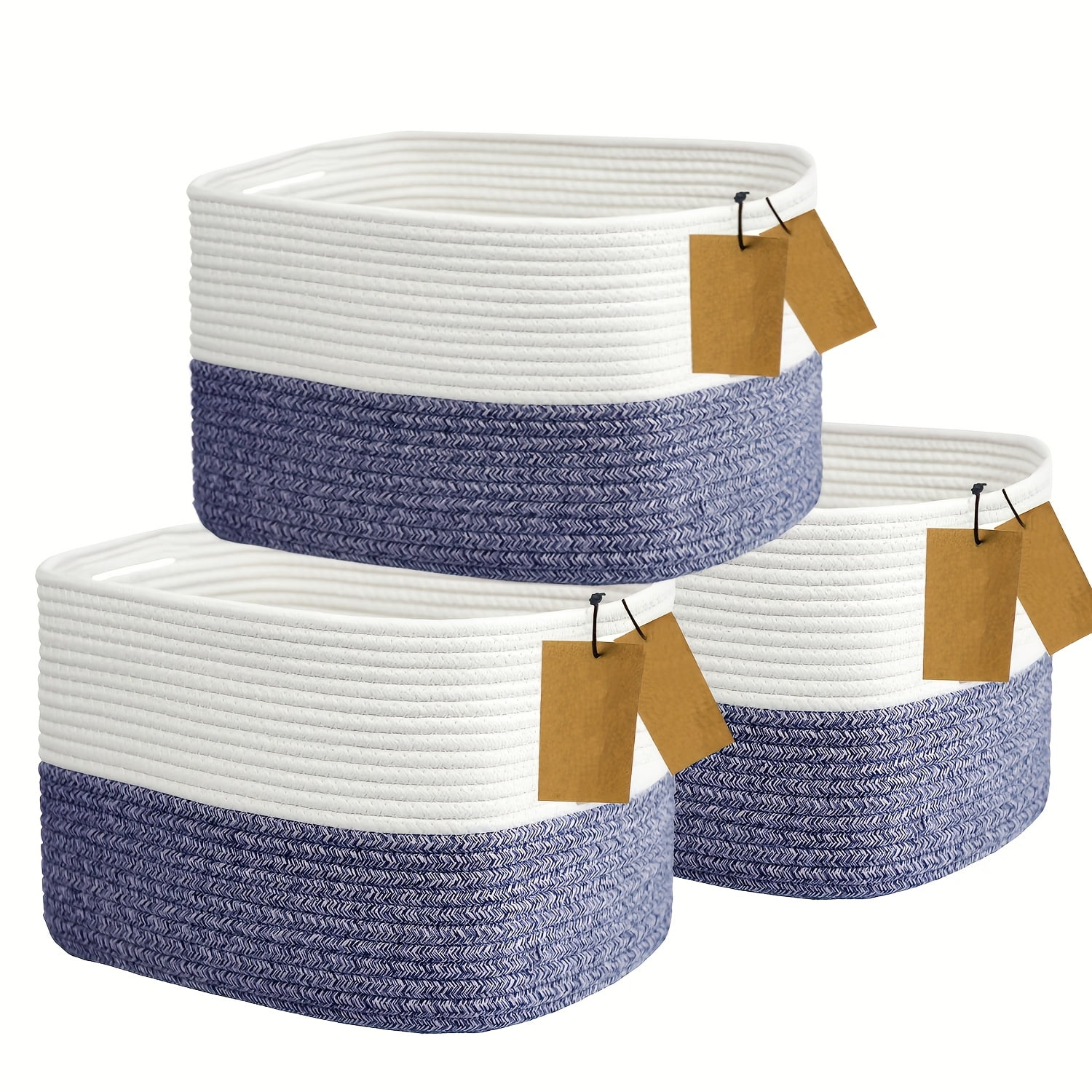 3/1-Pack Cotton Rope Storage Baskets Set, 13.5X11X9.5 Inch Closet ...