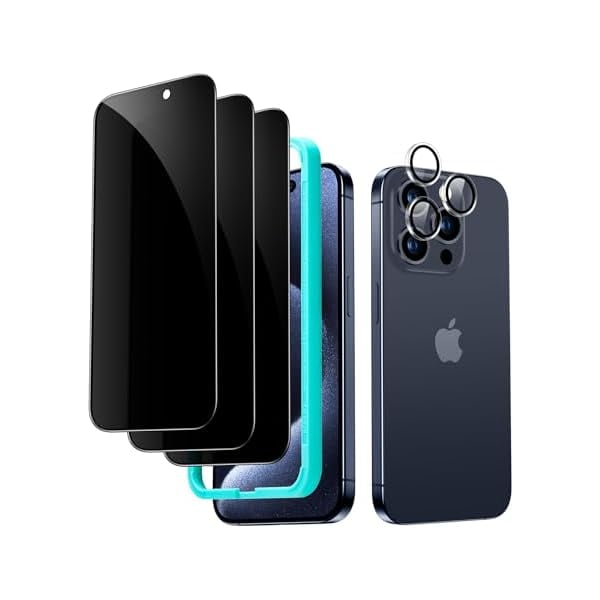 3+1 Pack for iPhone 15 Pro Privacy Screen Protector Set, Anti-spy ...