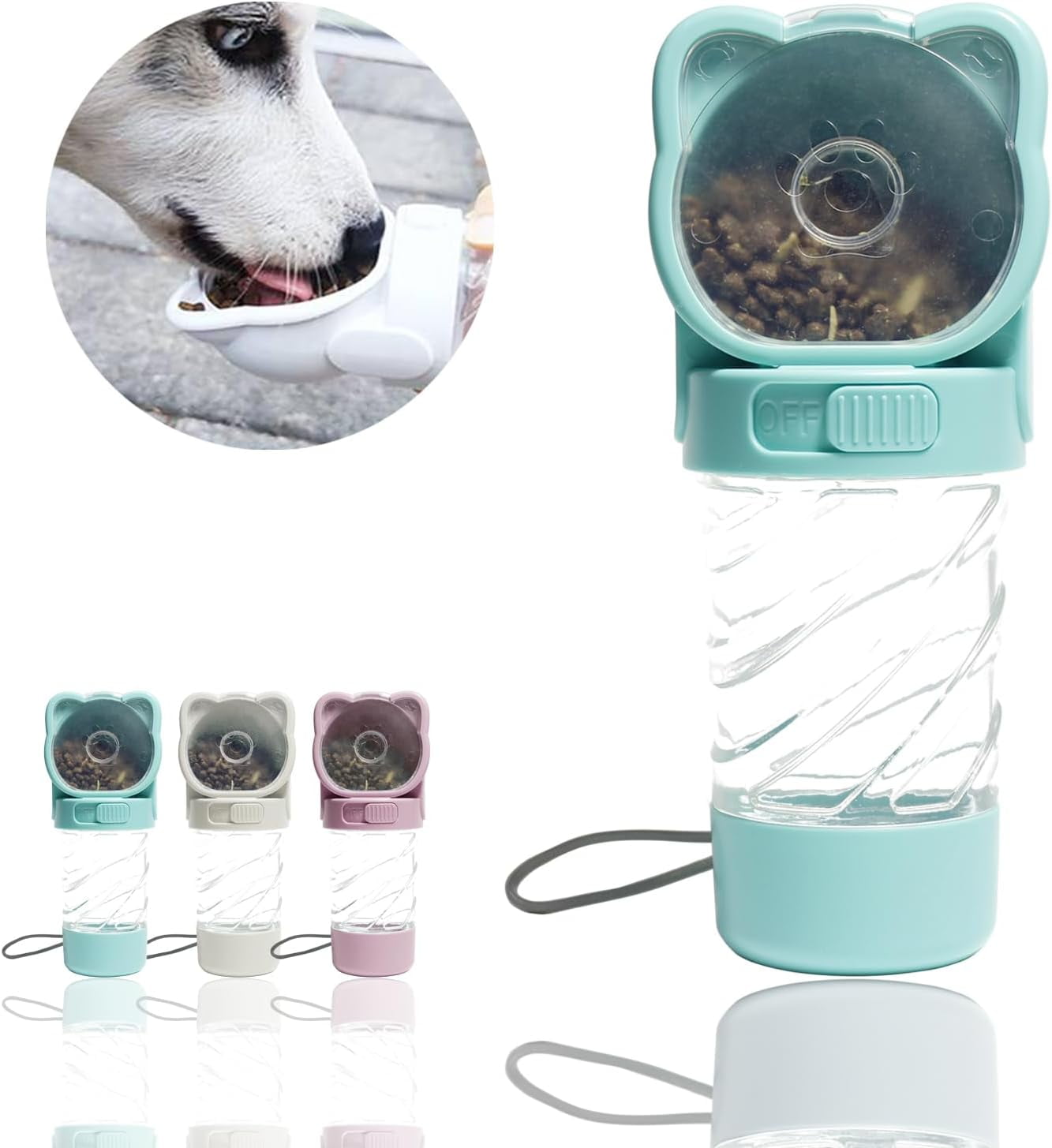 3 in 1 Pet Water Bottle, Outdoor Portable Dog Water Bottle with Food ...