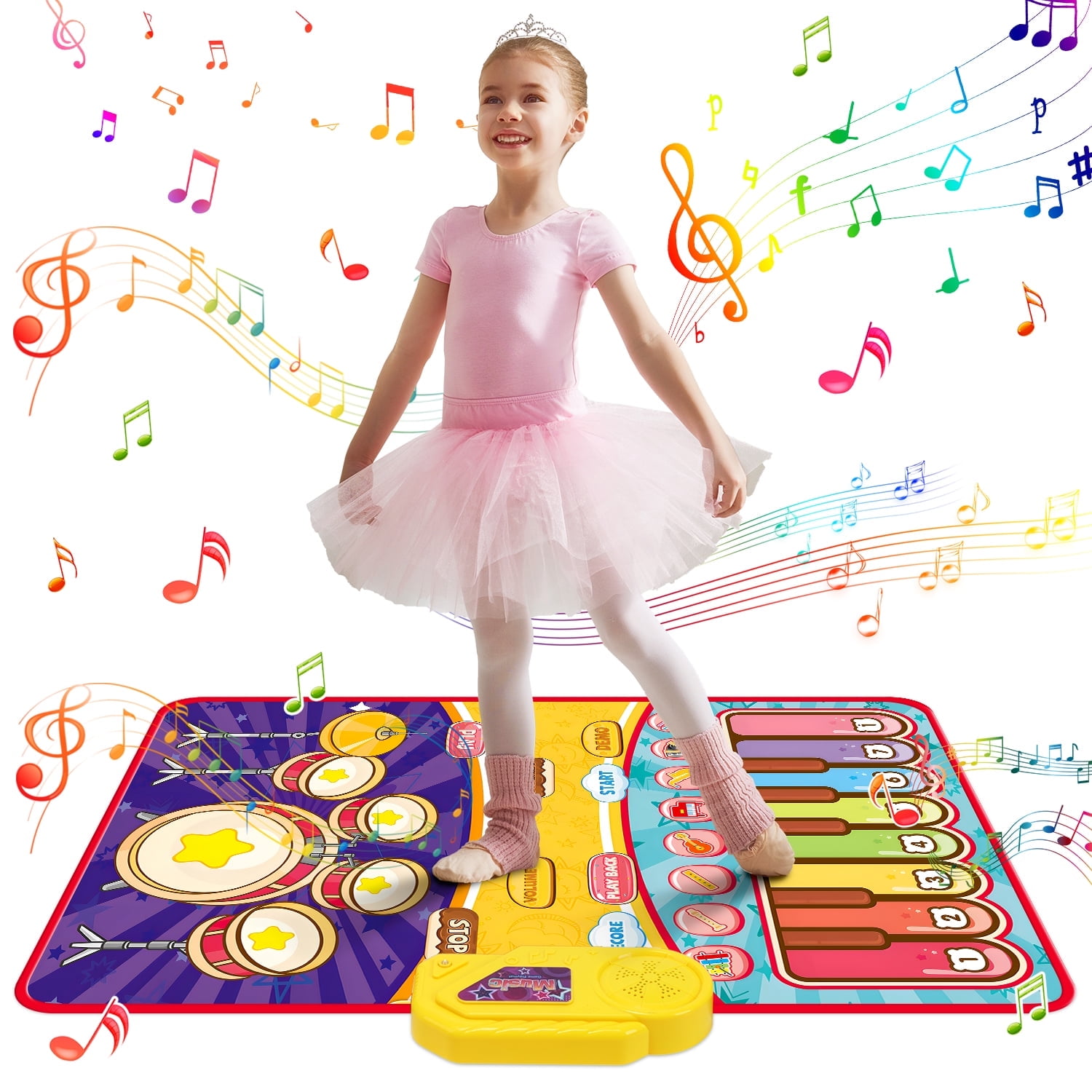 3 in 1 Piano Drum Babies Play Mat, Piano Keyboard & Drum Animal Touch ...