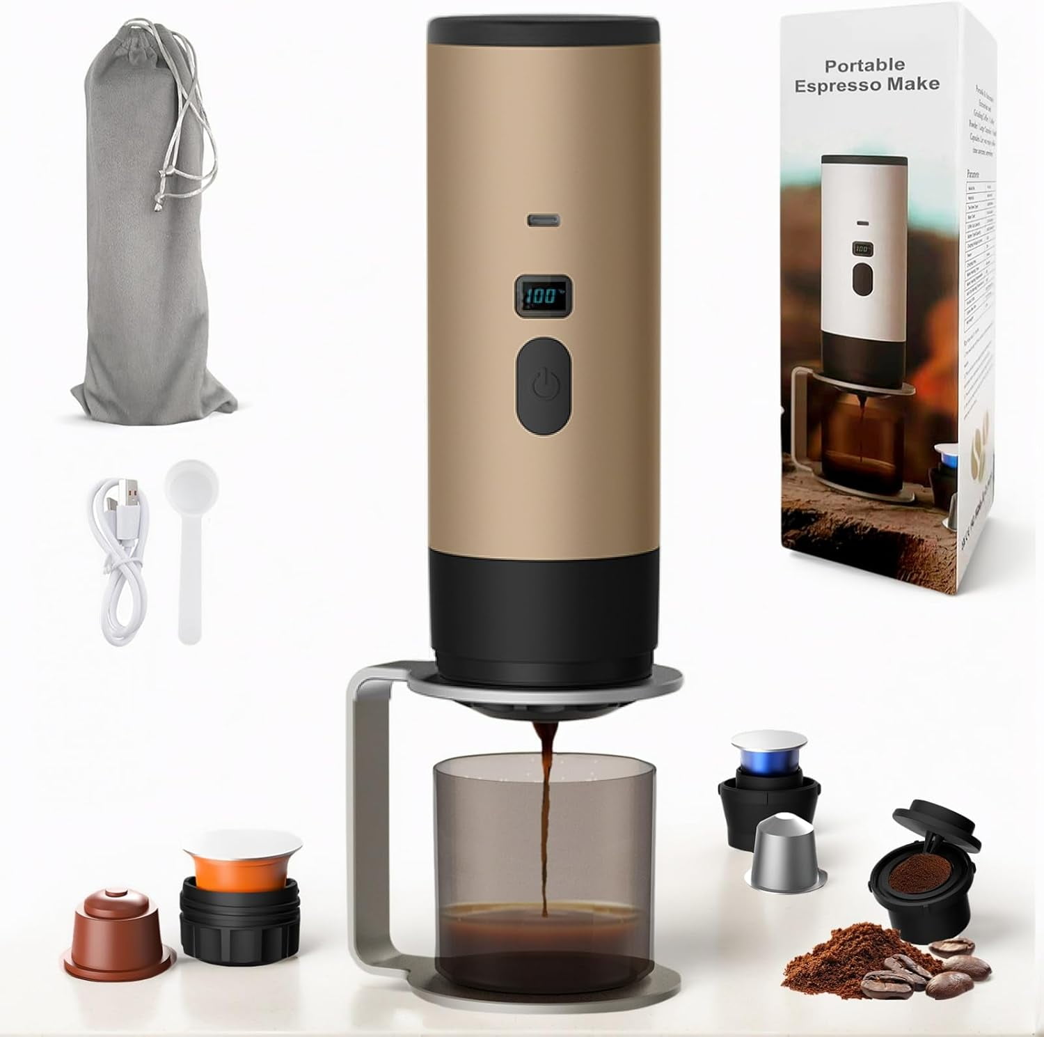 3 in 1 Portable Coffee Maker for Travel,Mini Espresso Machine On the Go ...