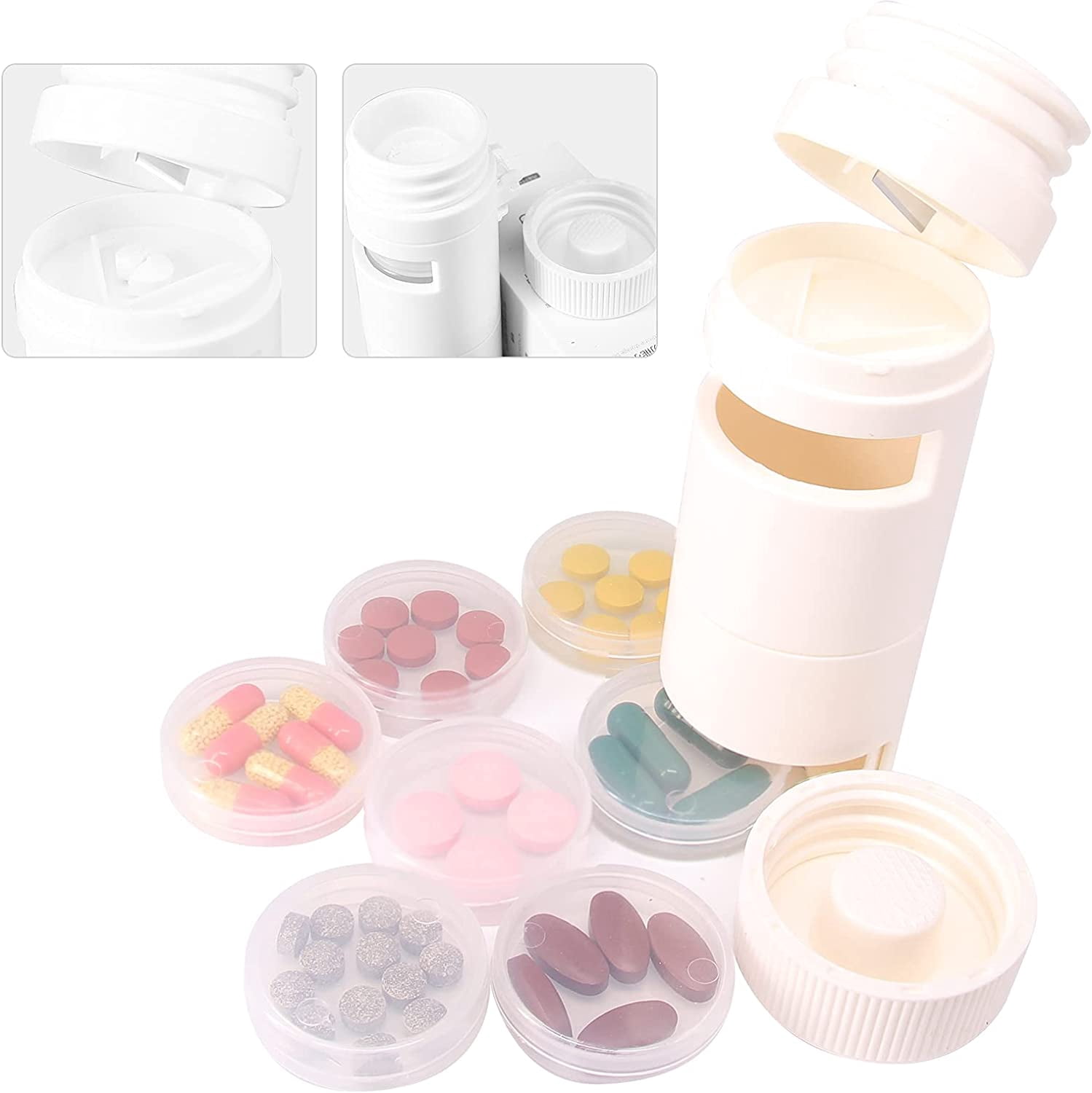 3 in 1 Portable Pill Cutter Pill Crusher Weekly Pill Organizer Pill ...