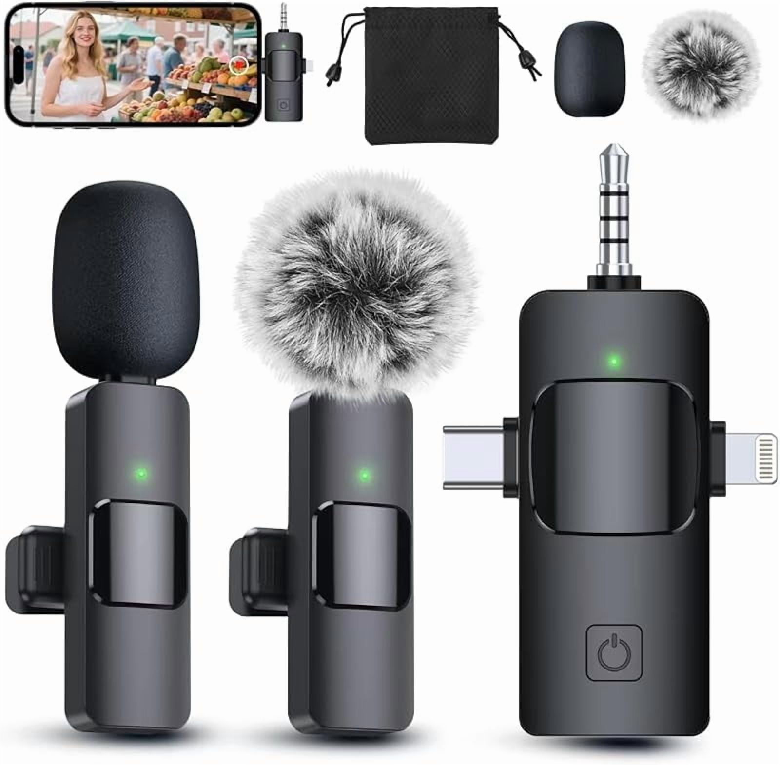 3 in 1 Professional Wireless Lavalier Microphone for iPhone, Android ...