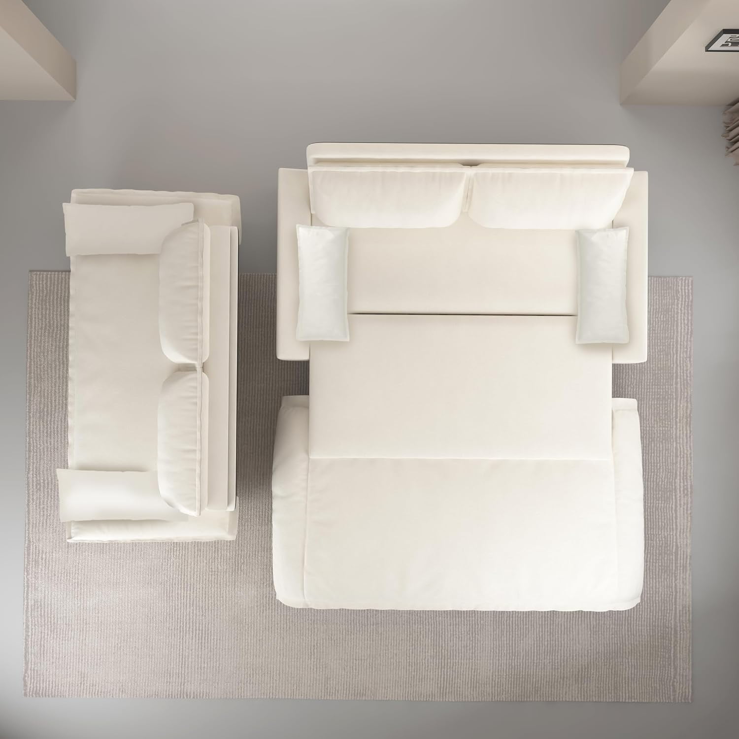 3 in 1 Queen Convertible Sofabed Modern Oversized Loveseat Pull Out ...