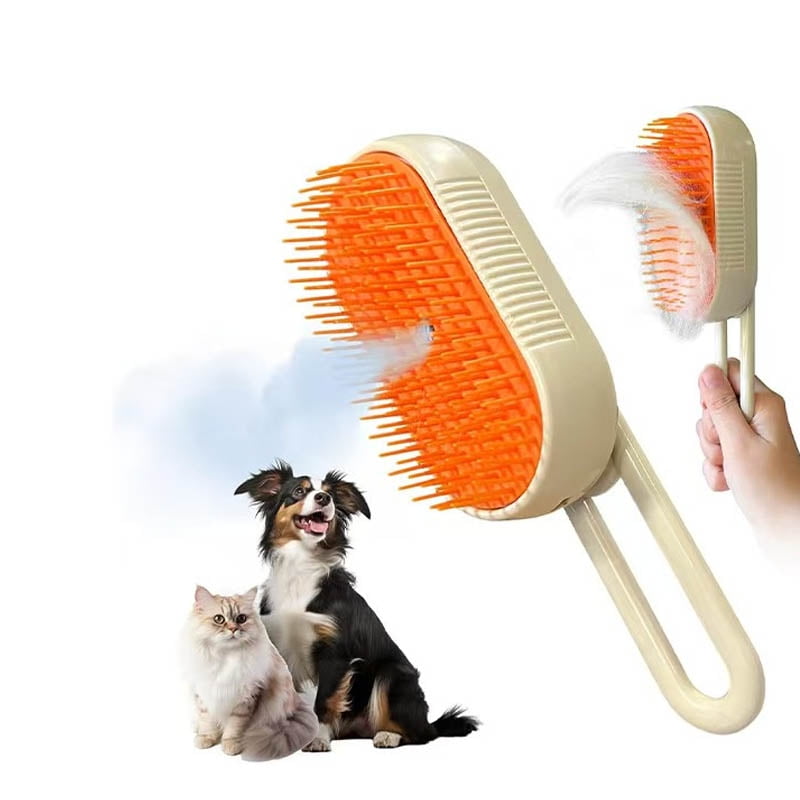 3 in 1 Rechargeable Steam Pet Brush for Dogs & Cats Self Cleaning ...