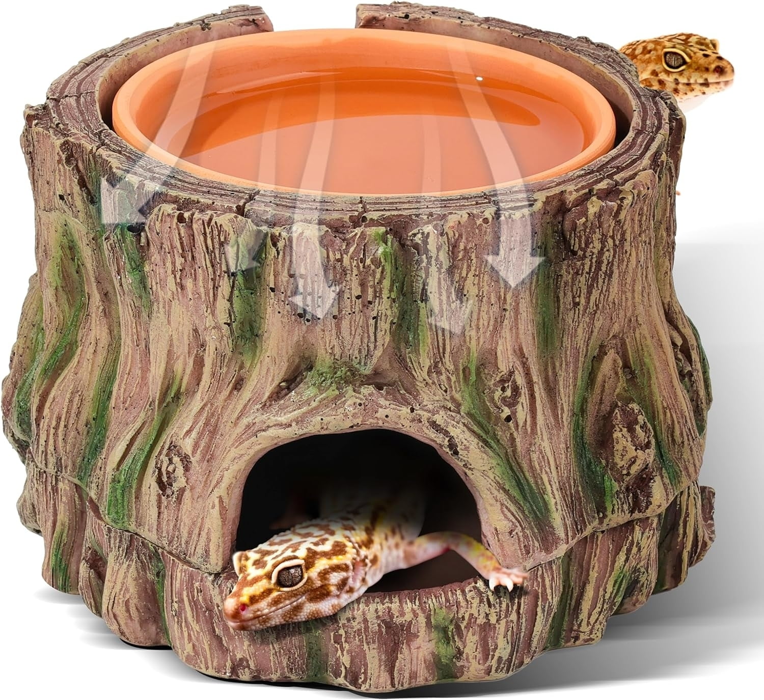 3 In 1 Reptile Hide Cave,Lizard Humid Hideout With Detachable Base And ...