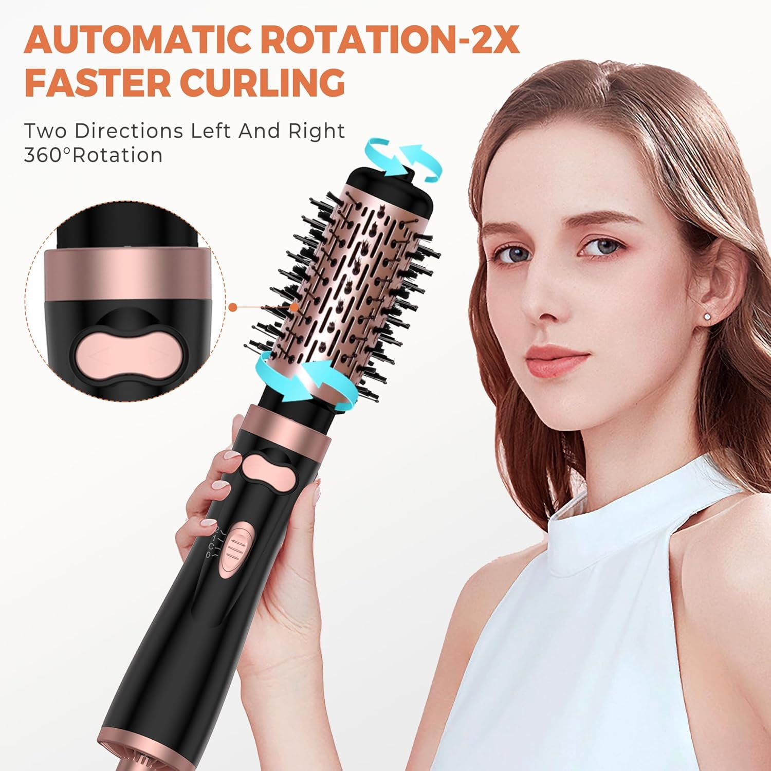 3 in 1 Rotating Hair Dryer Brush with Ionic Technology, Auto Spinning ...