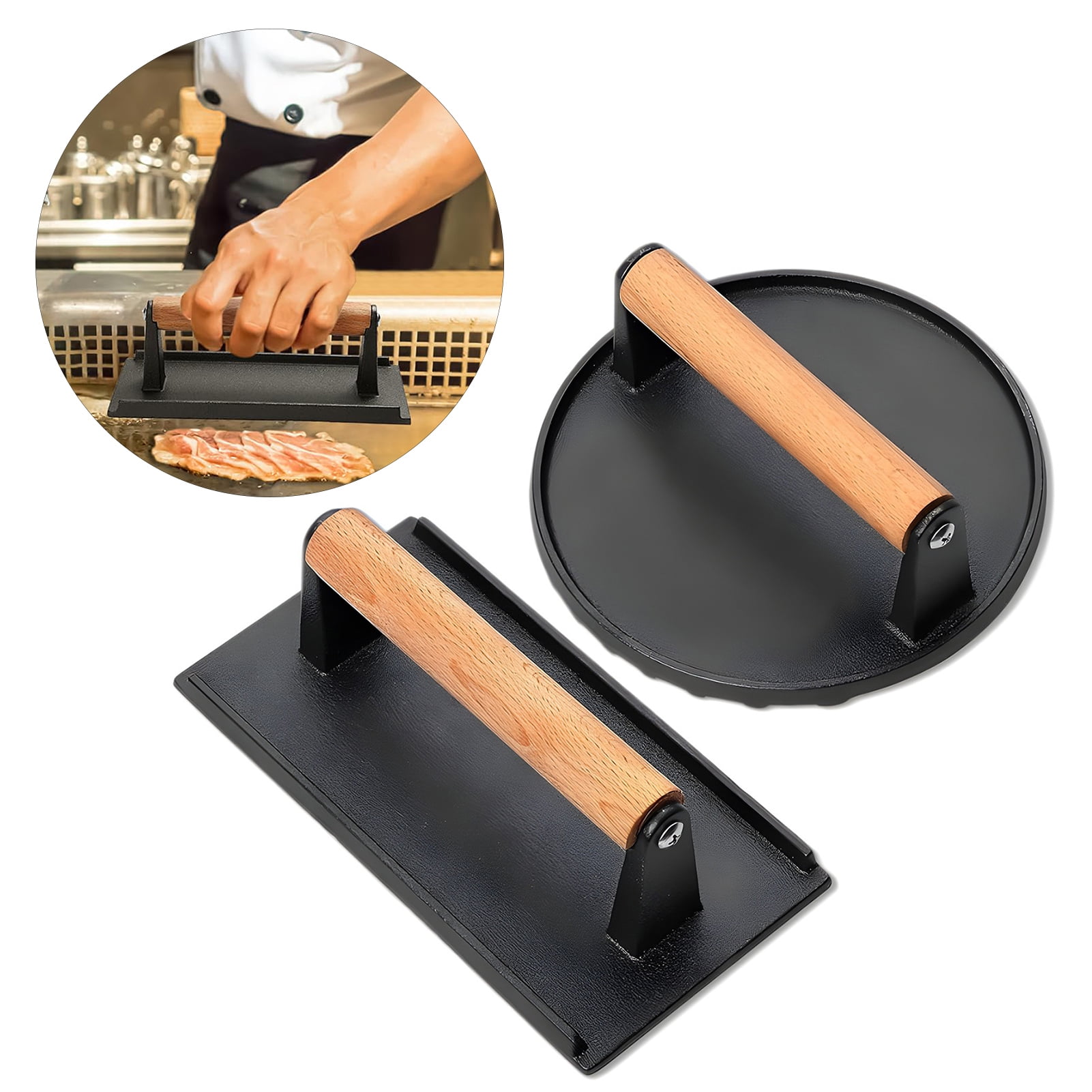 3 in 1 Round And Rectangular Burger Press Heavy Duty Metal Patty Maker ...