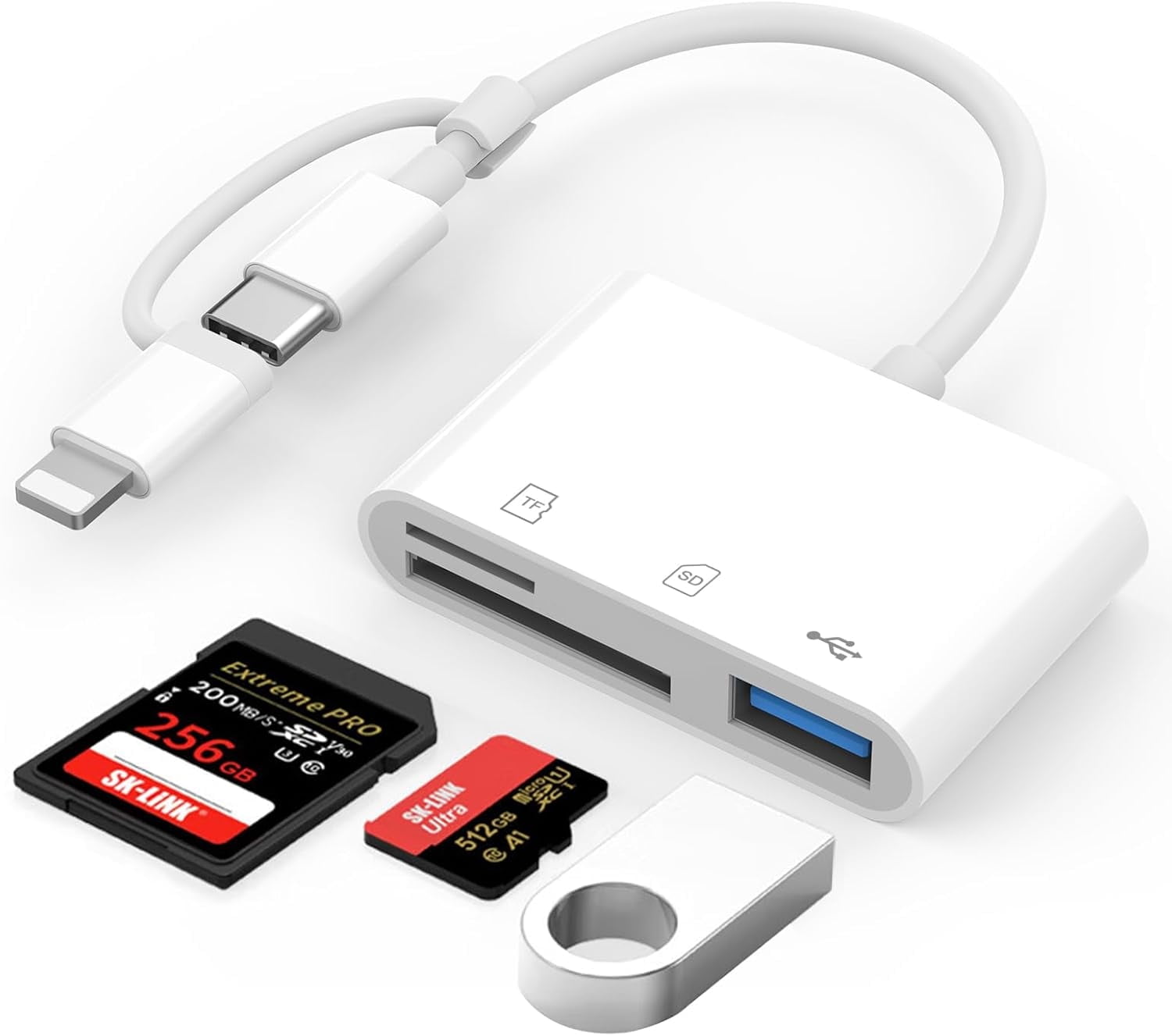 3 in 1 SD Card Reader for iPhone/iPad, Memory Card Reader for iPhone ...