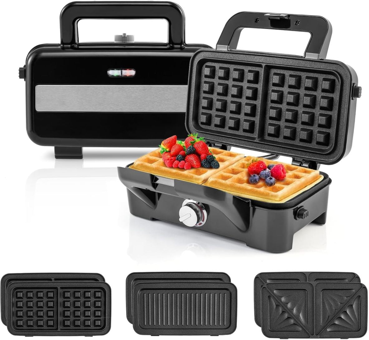 3 in 1 Sandwich Maker, 1082W Waffle Maker with Removable Plates ...