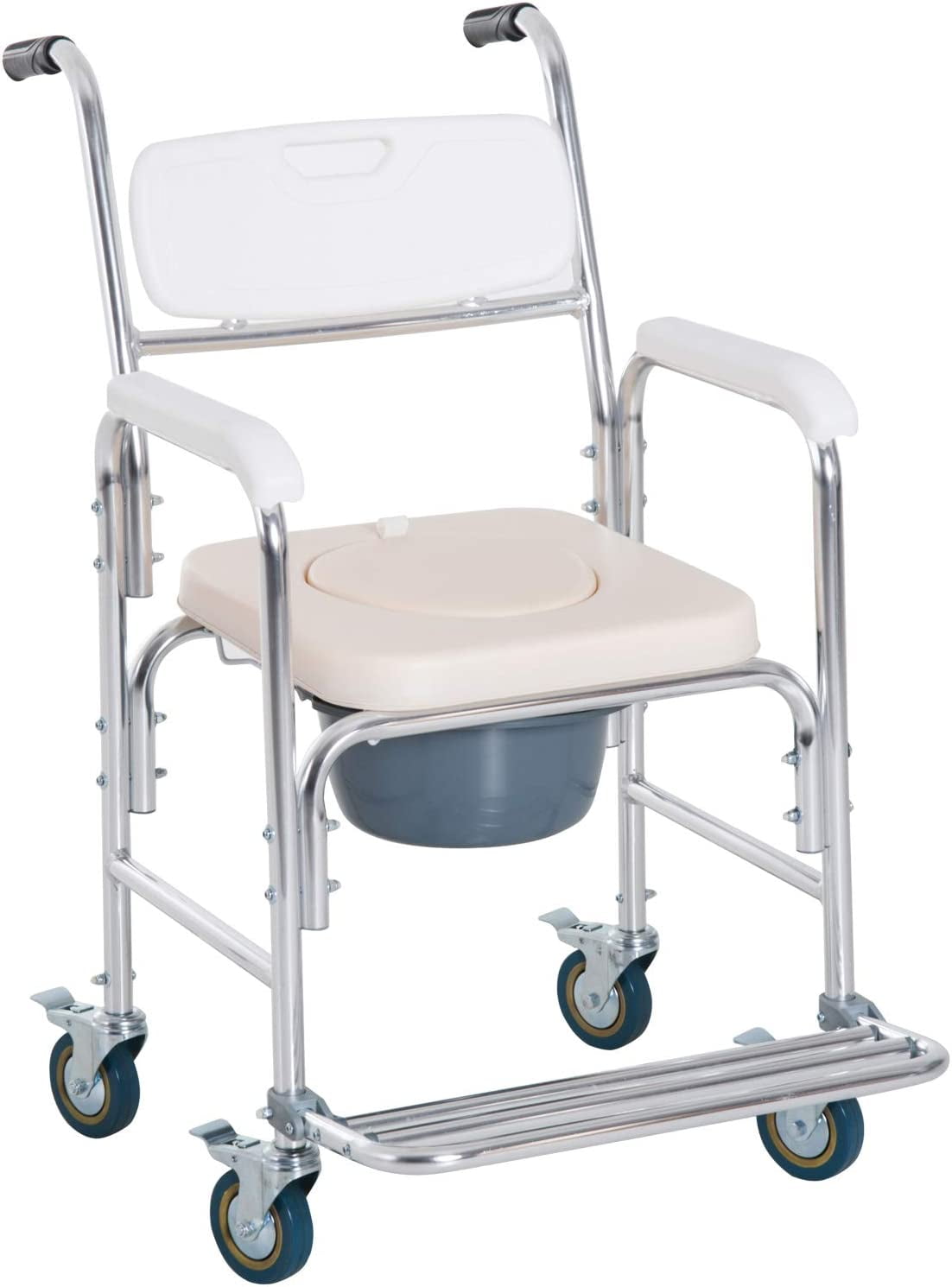 3 in 1 Shower Commode Wheelchair, Transport Beside Commode Chair ...