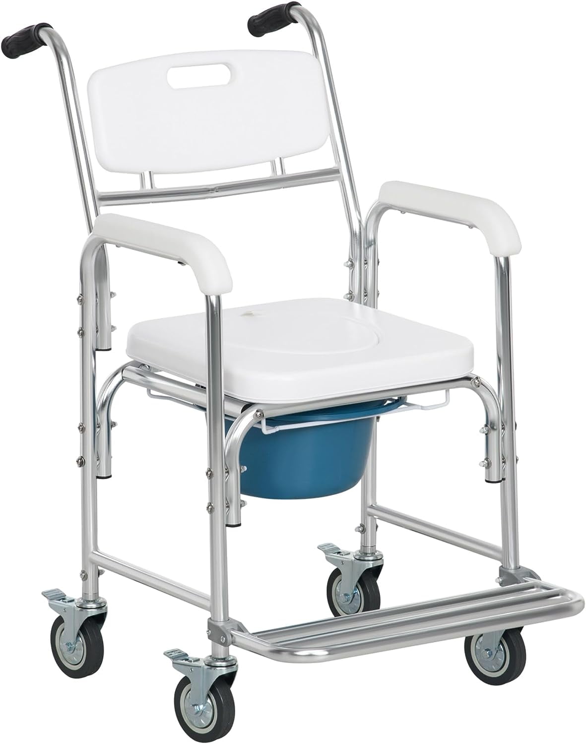 3 in 1 Shower Commode Wheelchair, Transport Beside Commode Chair ...