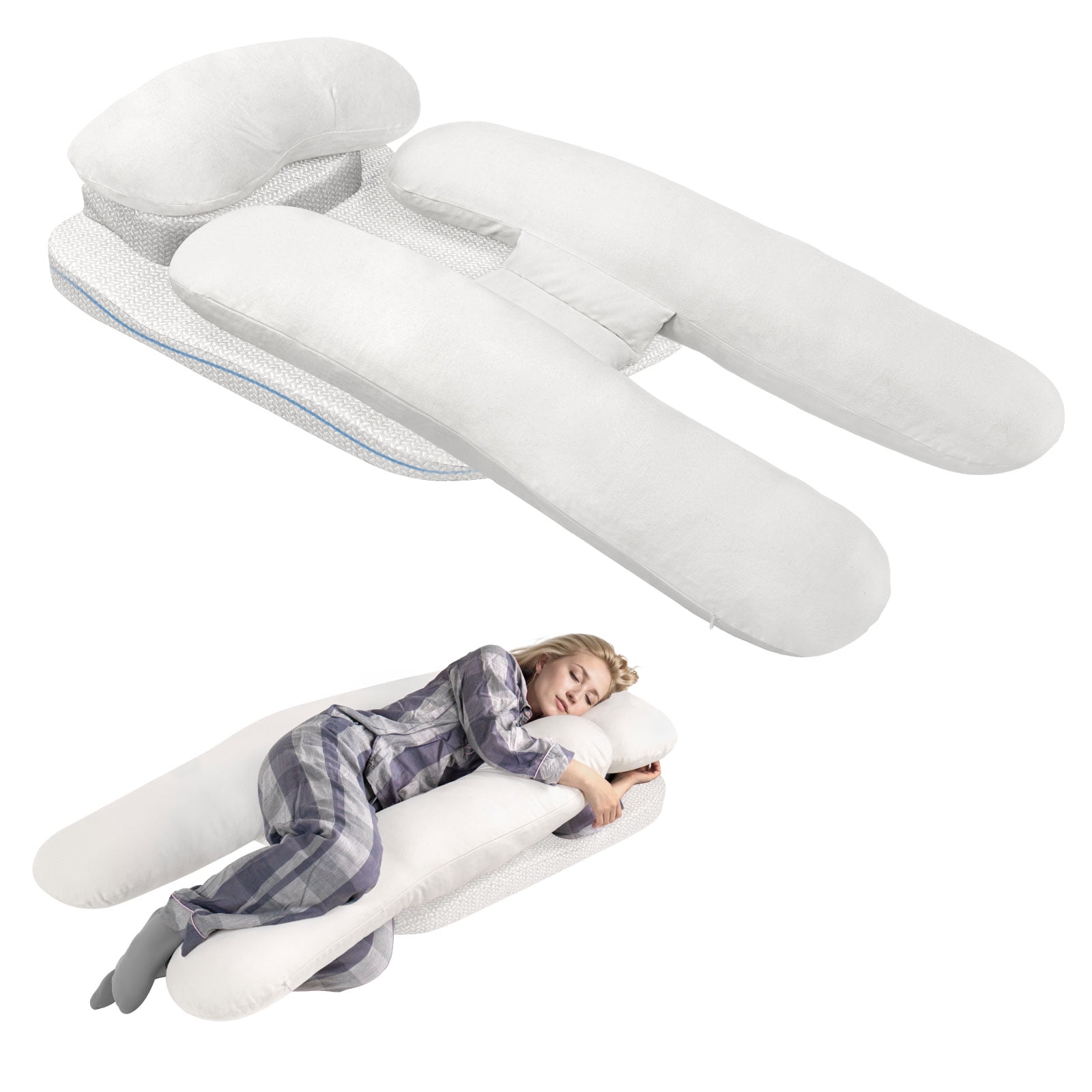 3 in 1 Side Sleeper Pillow with Arm Tunnel Shoulder Relief Support Area ...