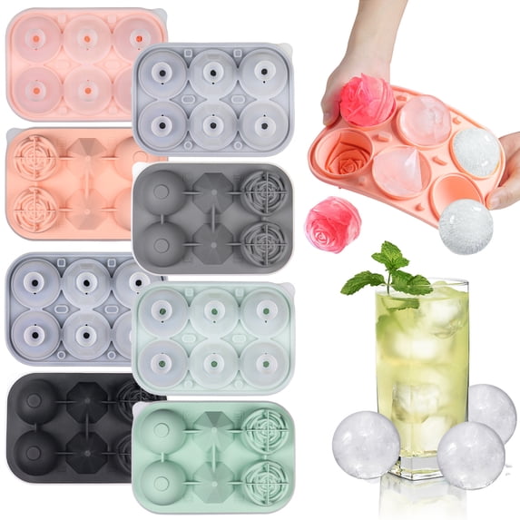 3 in 1 Silicone Ice Cube Tray with Lid, 6-Cavity Easy Release Ice Trays ...