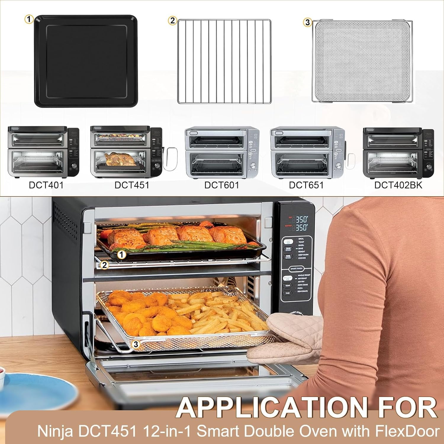 3 IN 1 Smart Double Oven Replacement Parts for DCT451 12 in 1, 13''×12. ...