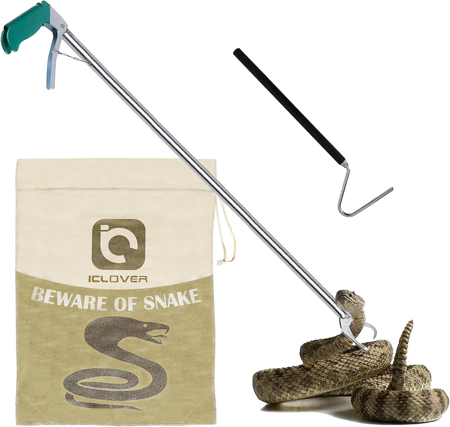[3 in 1] Snake Catcher Tool Set IC ICLOVER Professional 47" Snake Tong ...