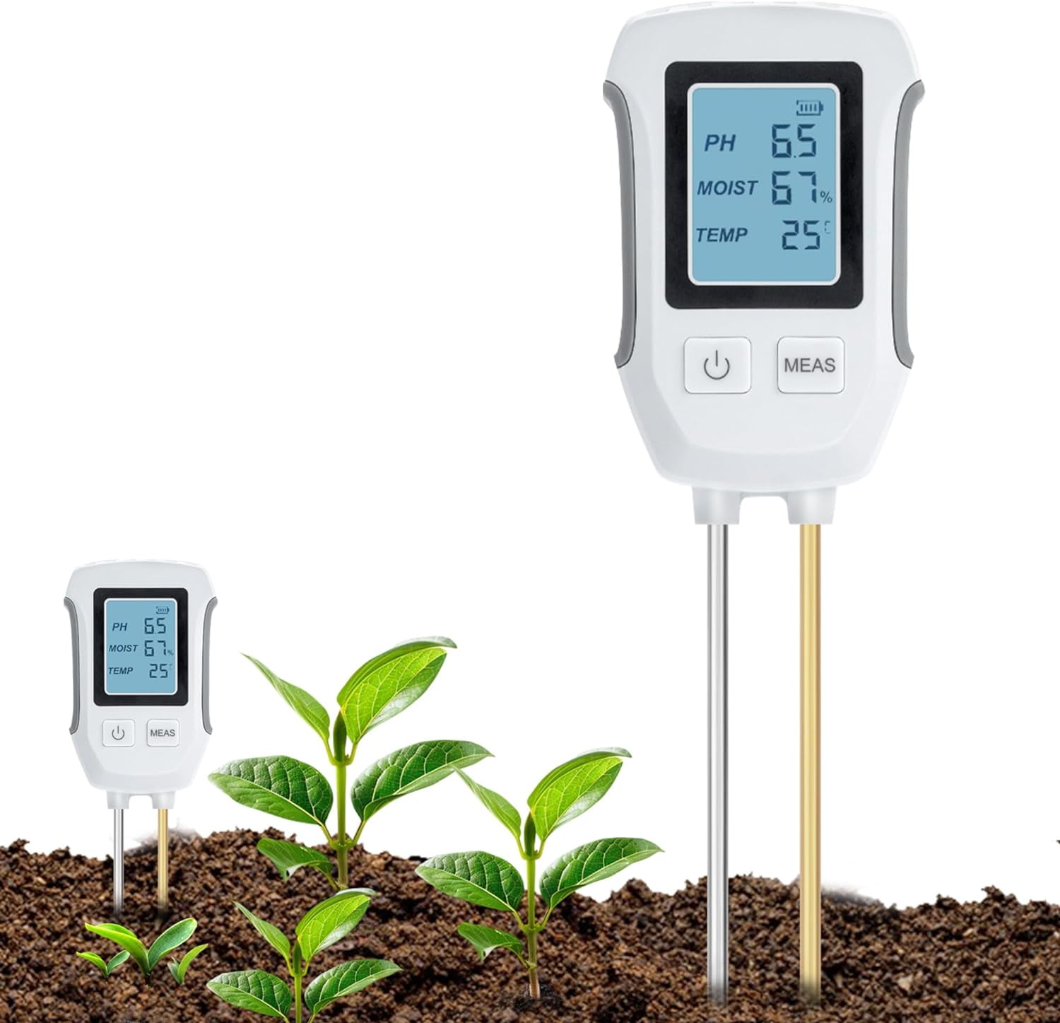 3 in 1 Soil pH Meter Moisture Meter, Dual Probe Digital Soil Meter with Moisture/PH/Temperature ...