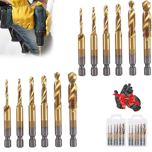 3 in 1 Spiral Flute Drill Bits, 3 in 1 Combo Tap, High-Speed Steel 1/4 ...