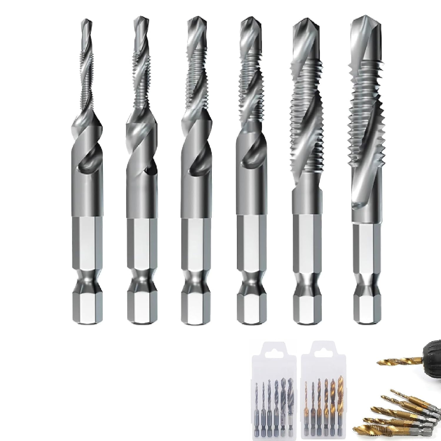 3 in 1 Spiral Flute Drill Bits, 3 in 1 Spiral Tap Hex Shank Drill Bit ...