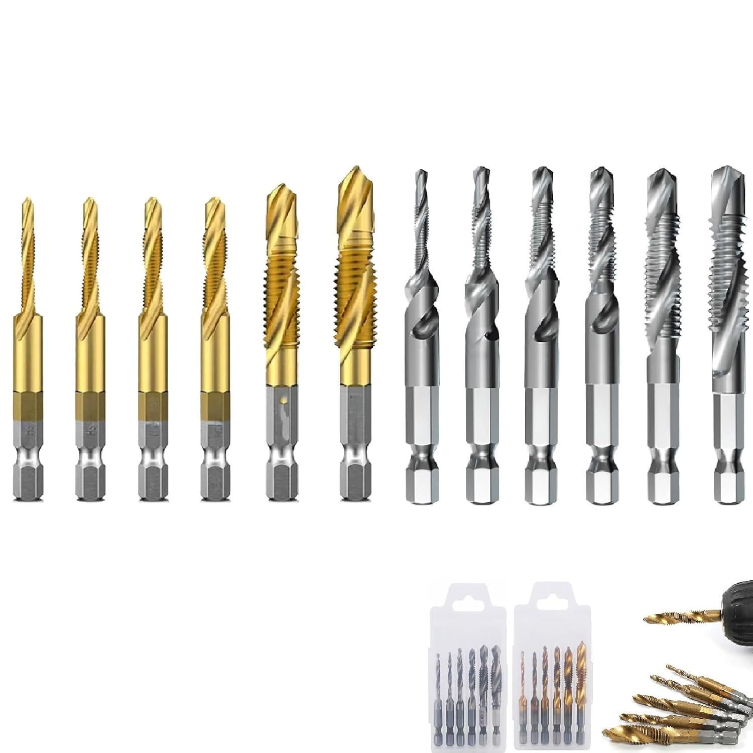 3 in 1 Spiral Flute Drill Bits, 3 in 1 Spiral Tap Hex Shank Drill Bit ...