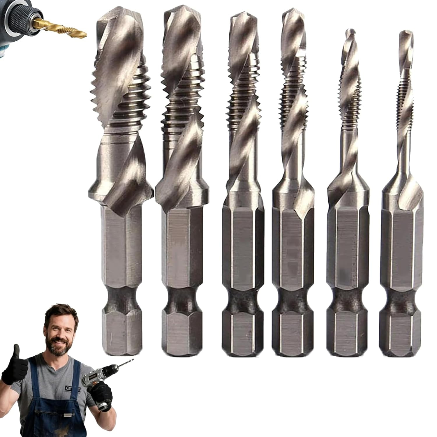 3 in 1 Spiral Flute Drill Bits, 3 in 1 Spiral Tap Hex Shank Drill Bit ...