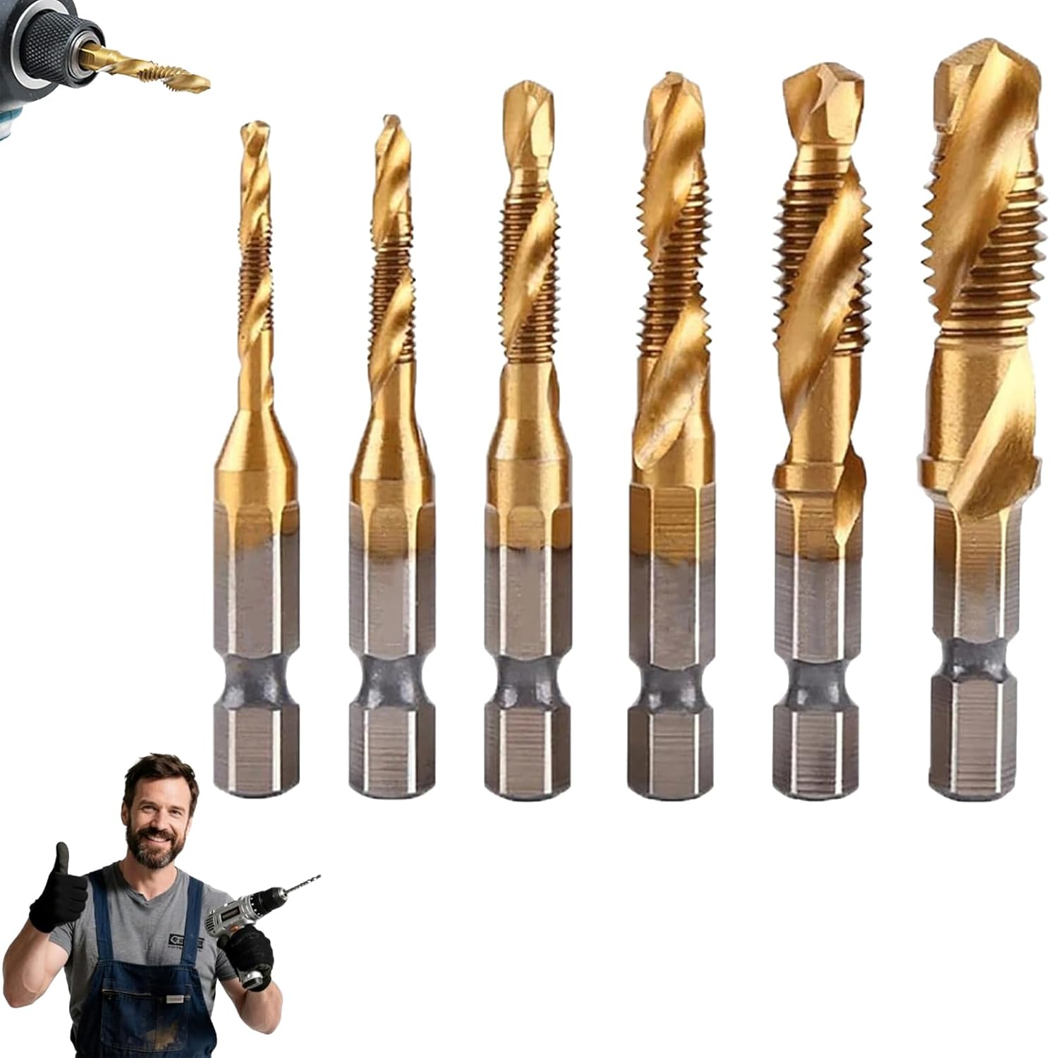 3 in 1 Spiral Flute Drill Bits, 3 in 1 Spiral Tap Hex Shank Drill Bit ...