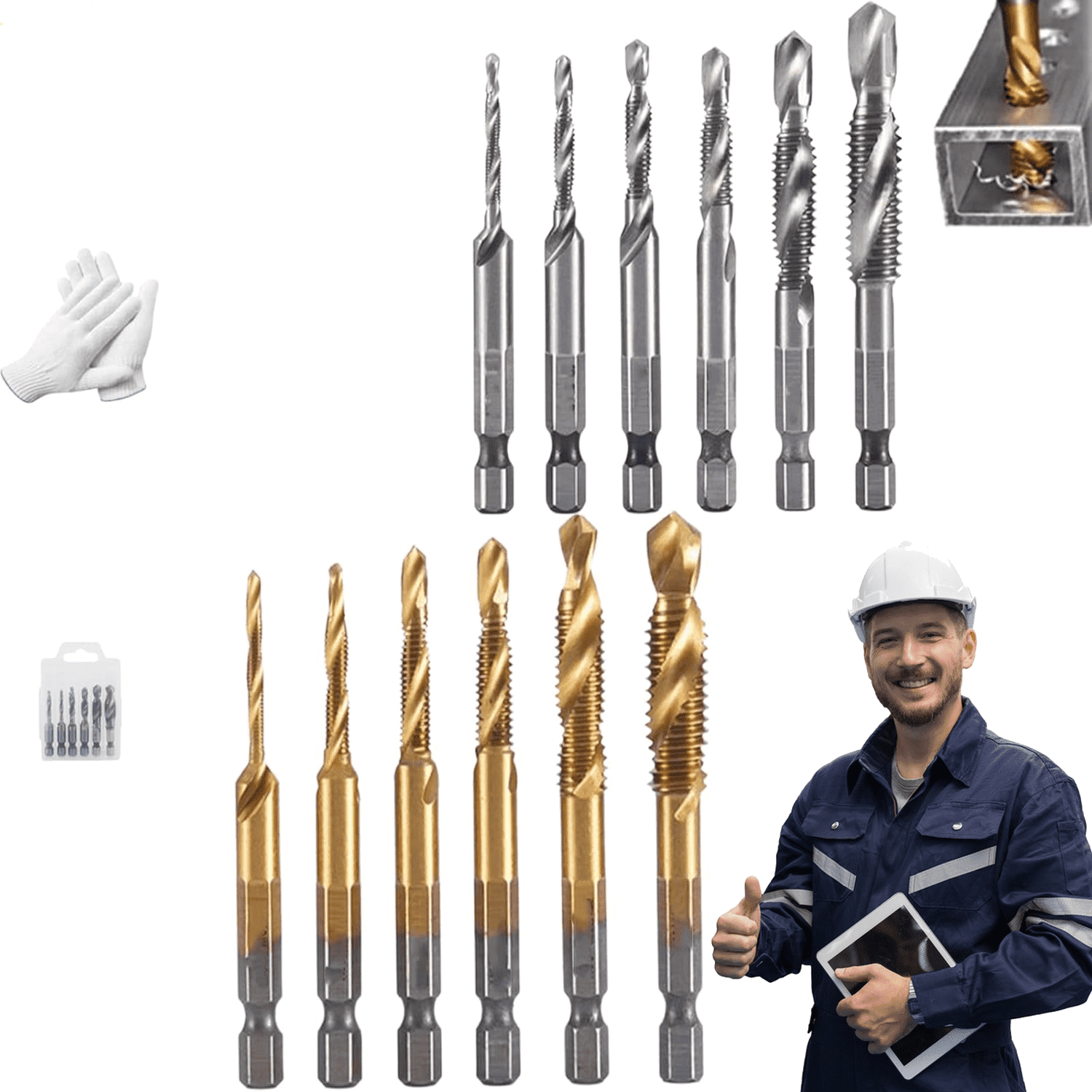 3 in 1 Spiral Flute Drill Bits,Invisiblen Metric Thread Tap Drill Bits ...