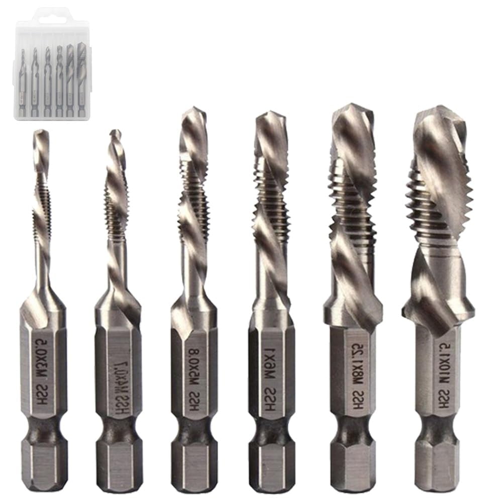 3 in 1 Spiral Tap Hex Shank Drill Bit Set, Metric SAE Combination ...