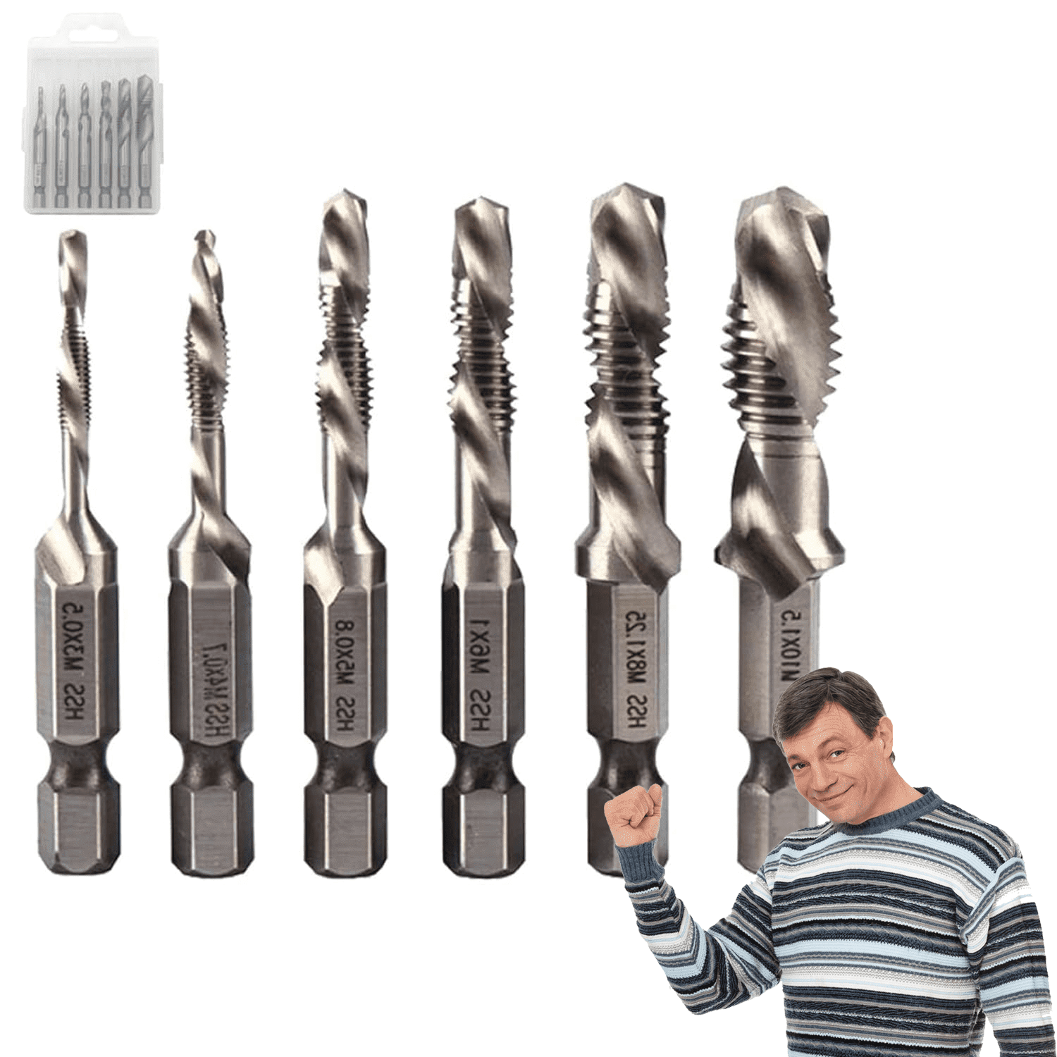 3 in 1 Spiral Tap Hex Shank Drill Bit Set,Professional Thread Tap Drill ...