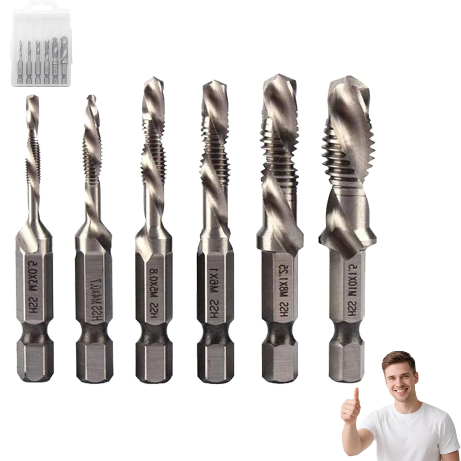 3 in 1 Spiral Tap Hex Shank Drill Bit Set, Professional Thread Tap ...