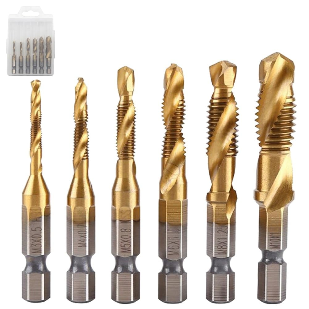 3 in 1 Spiral Tap Hex Shank Drill Bit Set, Threading Tools Kit, Hss ...