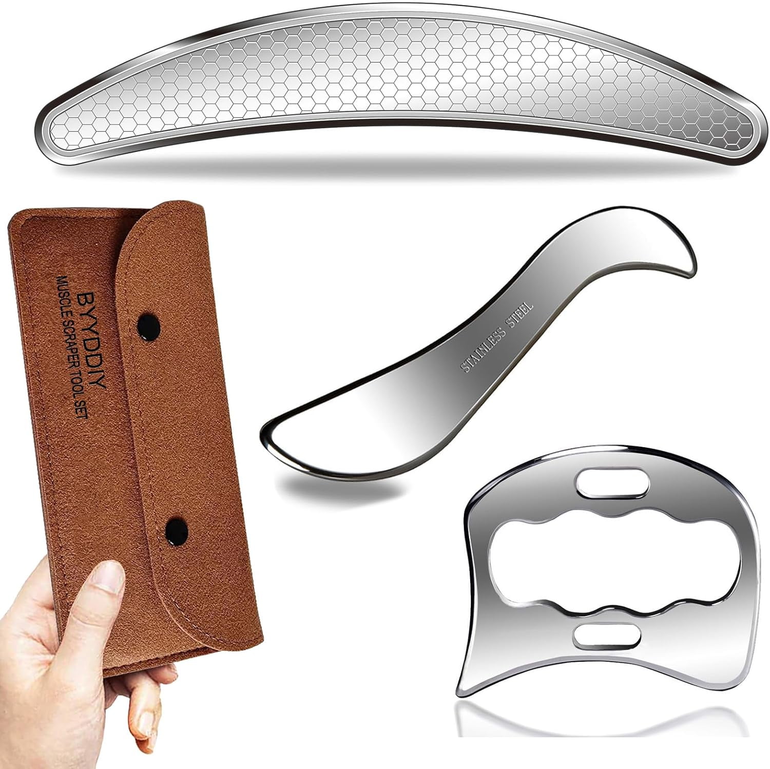 3 in 1 Stainless Steel Muscle Scraper Tools Set,Scraping Massage Tools ...