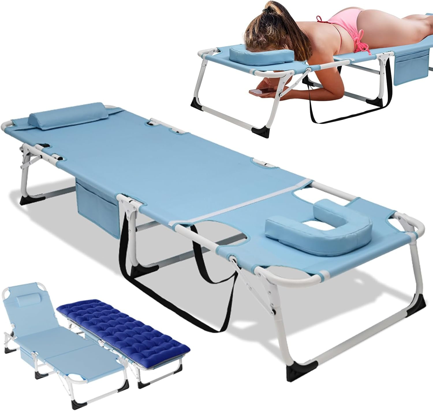 3 in 1 Sun Tanning Chair Oversized with Face Arm Hole, Heavy Duty ...