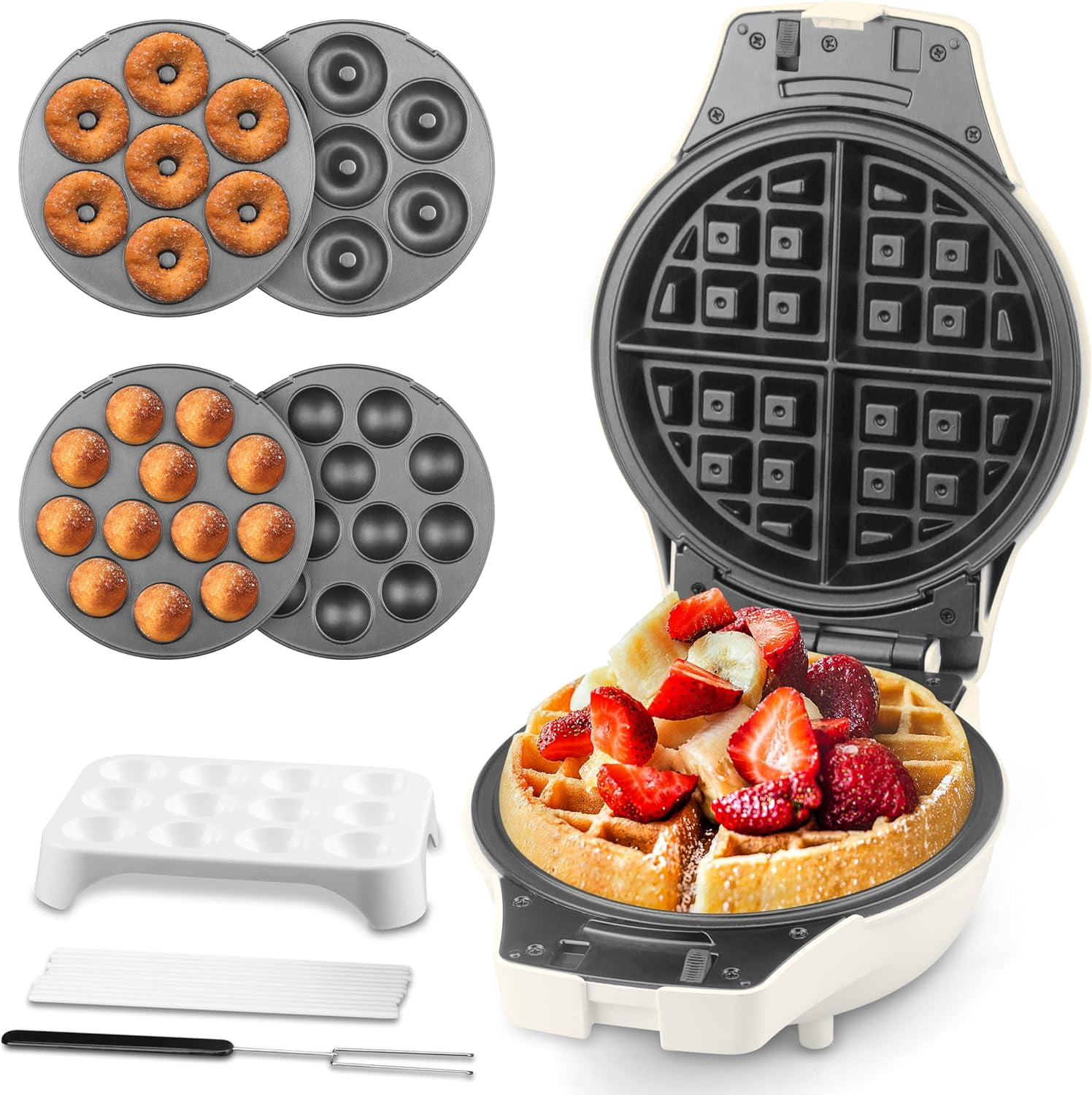 3 in 1 Thick Belgian Waffle Maker with Removable Plates, 8" Non Stick ...
