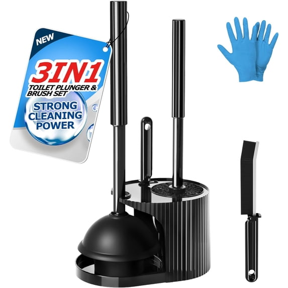 3 in 1 Toilet Brush and Plunger Set,Toilet Bowl Brush Plunger Set ...
