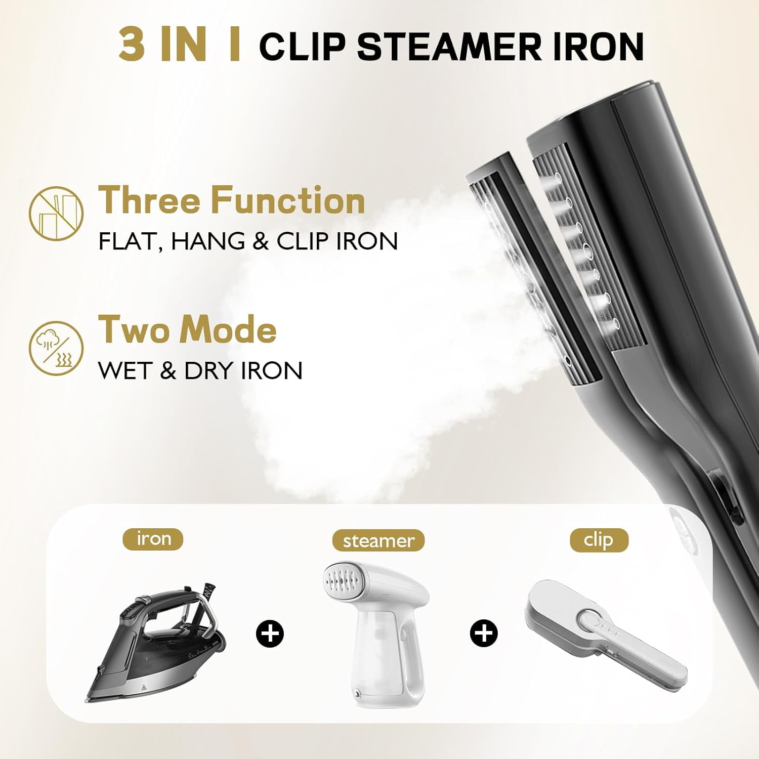 3 In 1 Travel Steamer Iron for Clothes, 900W Portable Clothing Garment ...