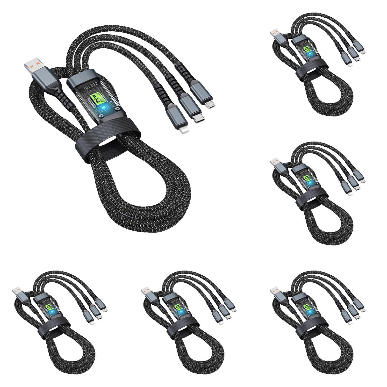 3 in 1 USB Cable Fast Charging, Transparent Luminous 100w Super Fast ...