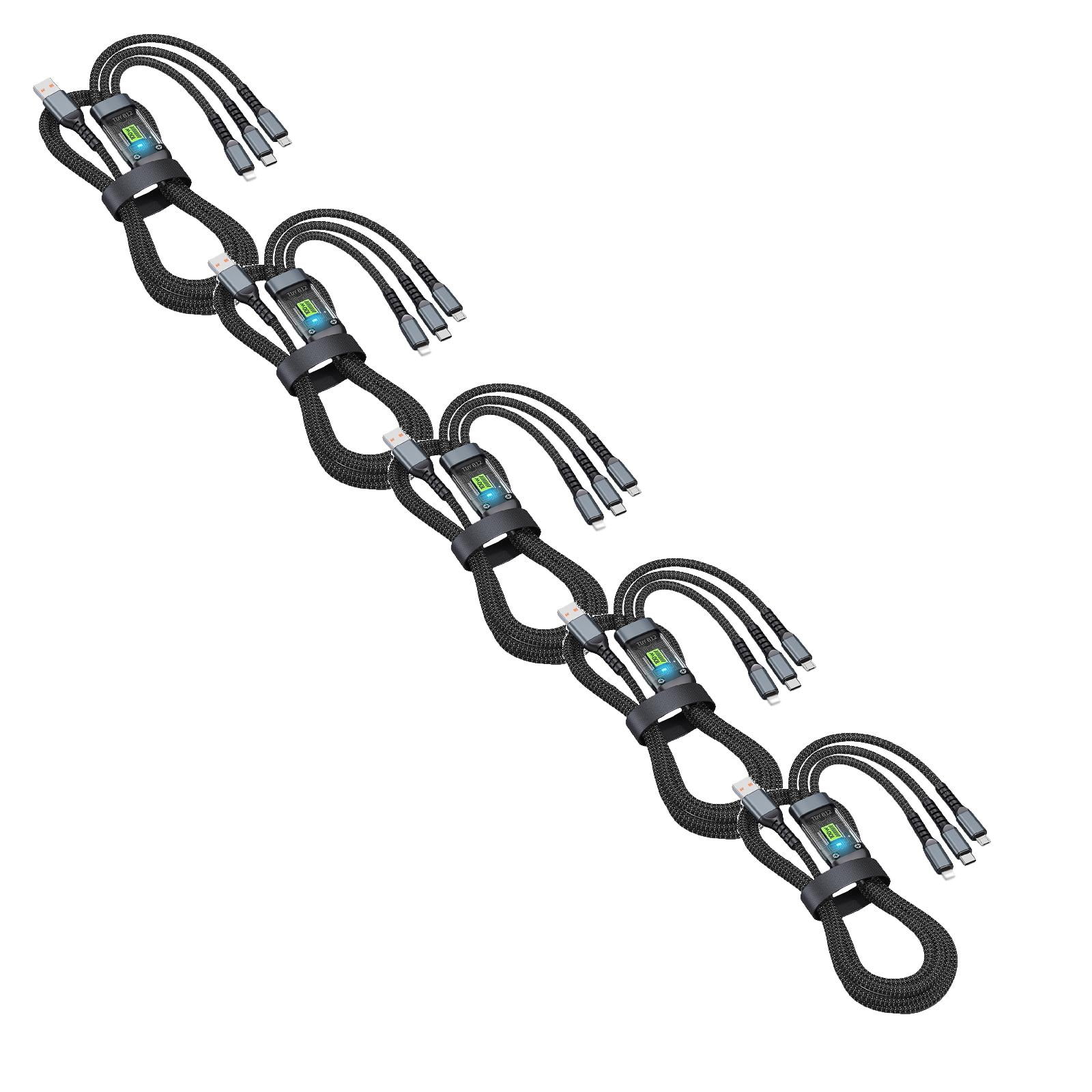 3 in 1 USB Cable Fast Charging, Transparent Luminous 100w Super Fast ...