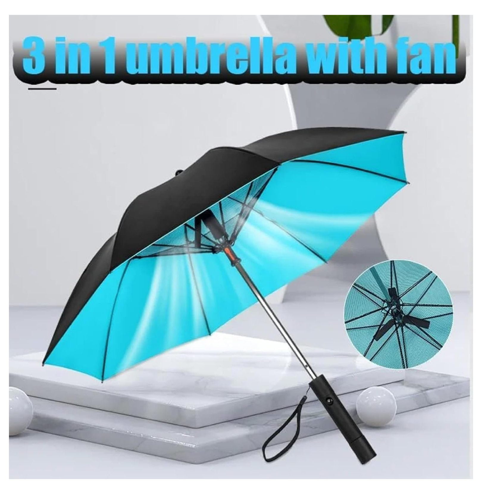 3 in 1 Umbrella with Fan and Mister, UV Blocking USB Rechargeable Sun ...