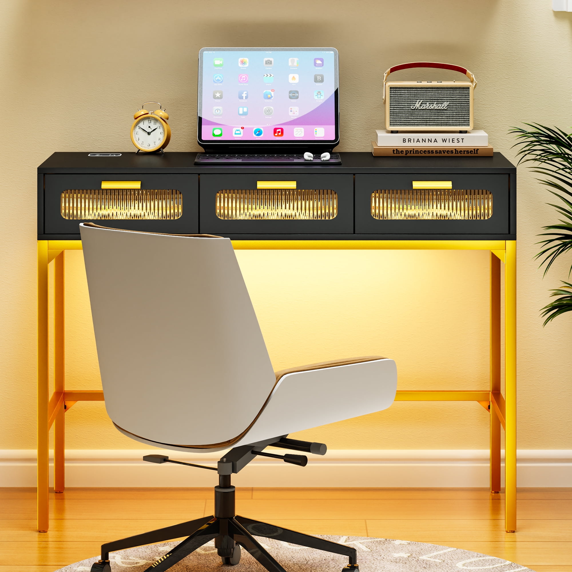 3 in 1 Vanity Desk with 3 Drawers, Modern Makeup Vanity Dressing Table ...